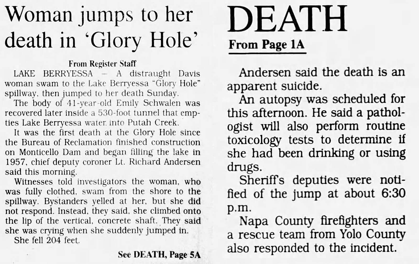 Emily Schwalen and the Enigma of Lake Berryessa's Glory Hole